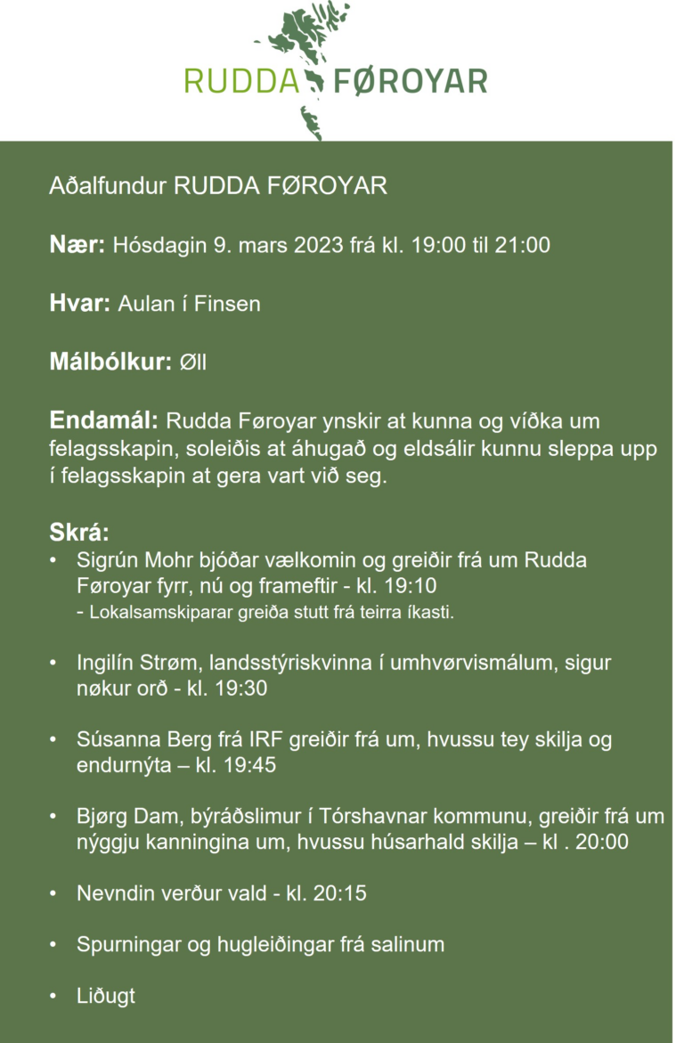 Aðalfundur 2023 - Rudda Føroyar